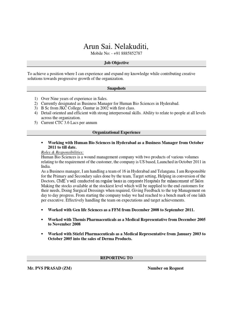Arun Sai Resume Medical | PDF | Bachelor's Degree | Sales Arun Sai Resume Medical | PDF | Bachelor's Degree | Sales