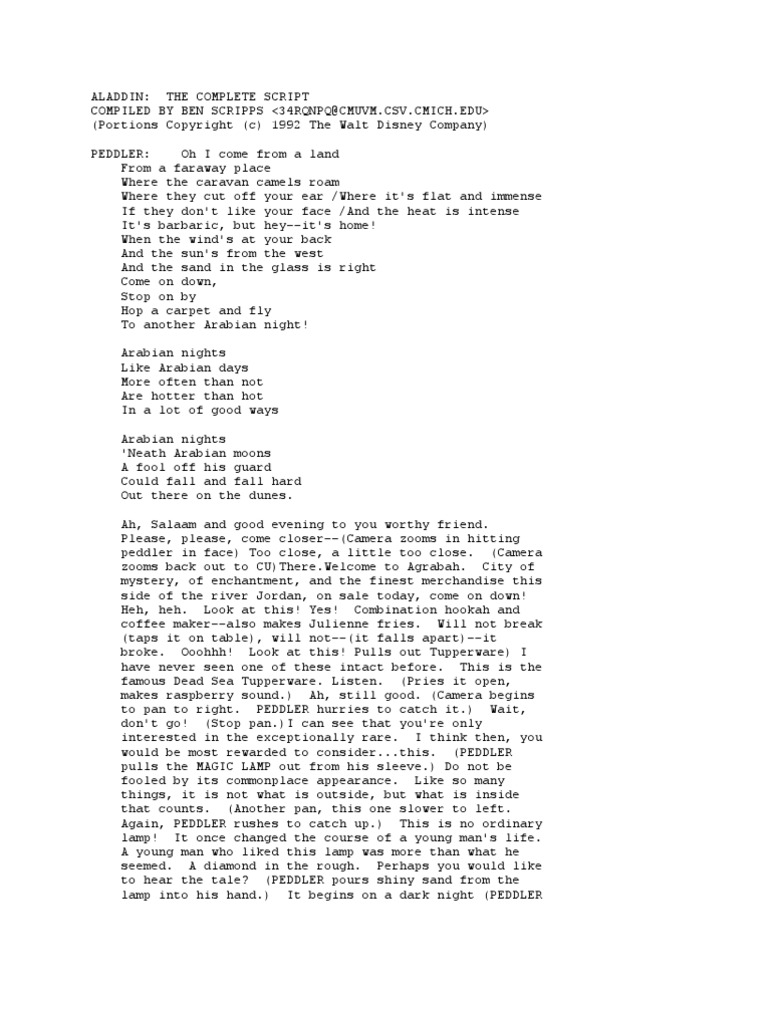 Aladdin the Complete Script | Nature
