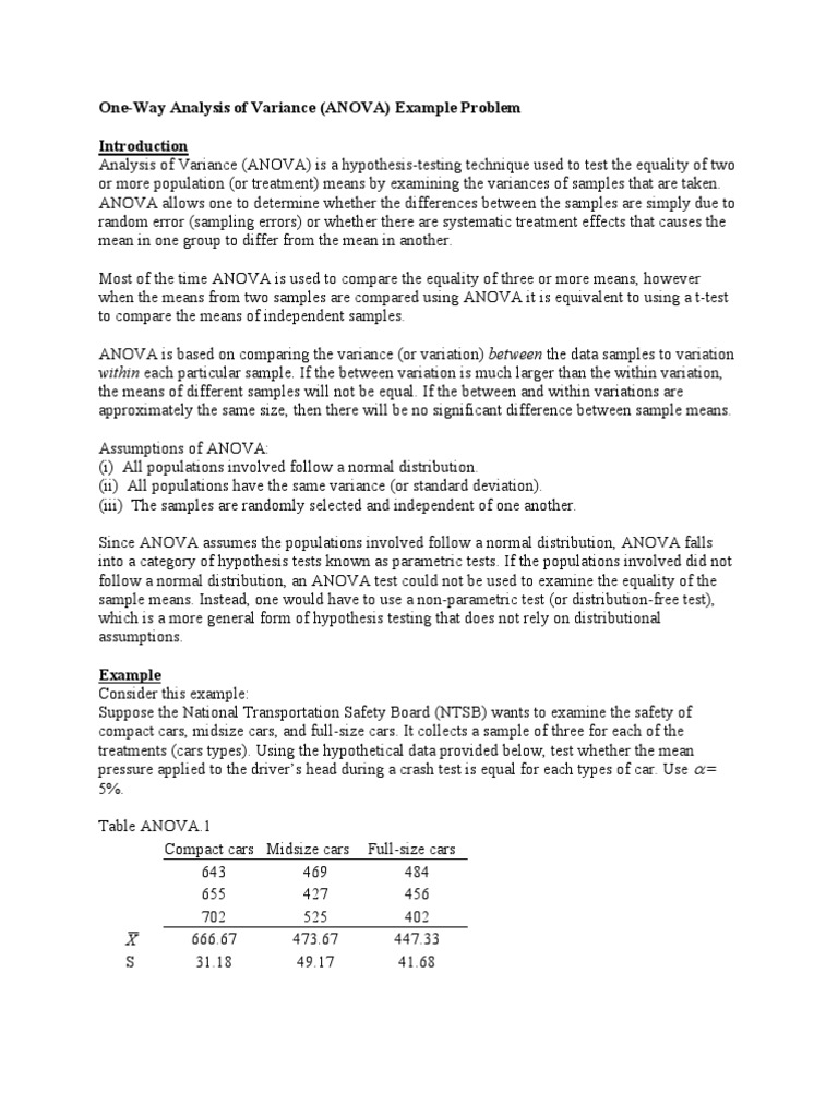 ANOVA Example | PDF | Analysis Of Variance | Statistical Hypothesis Testing