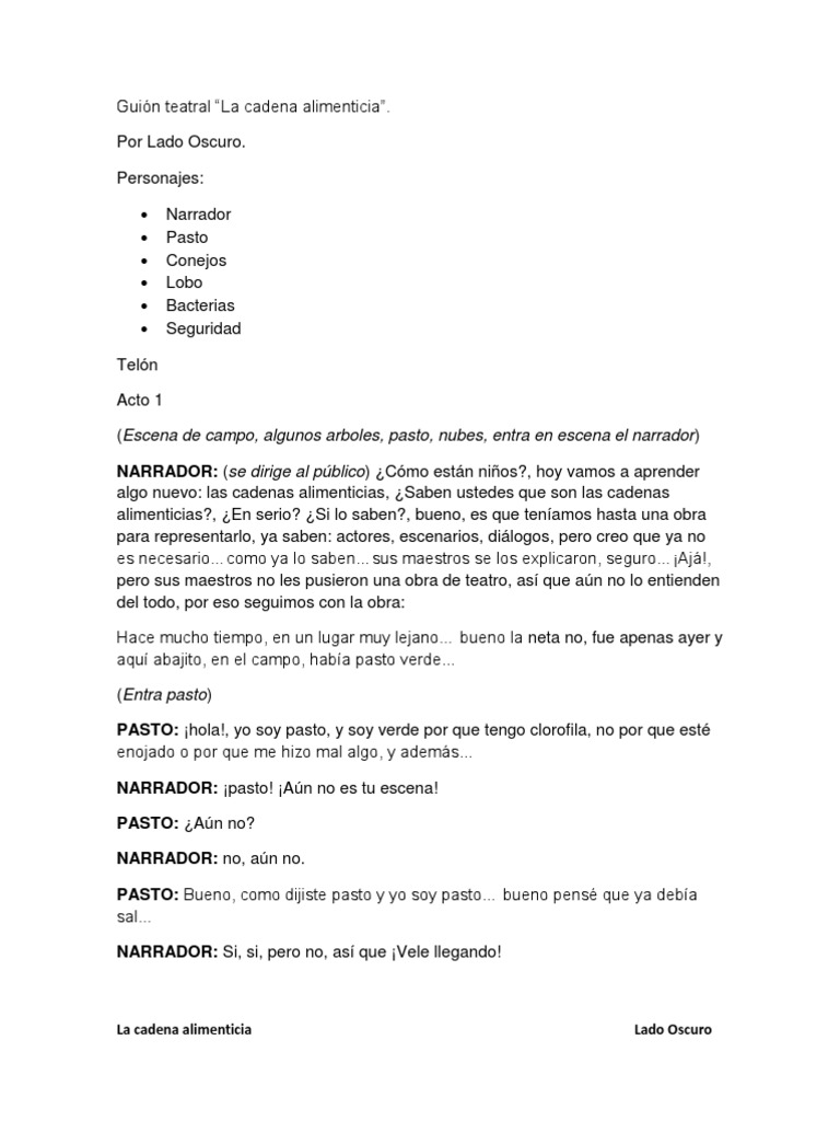 Guión teatral | Narración | Lobo gris