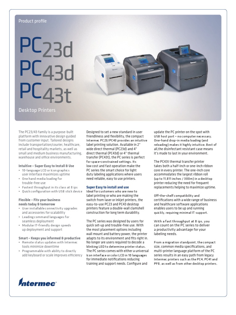 Intermec Pc23d Pc43d Pc43t Brochure | PDF | Personal Computers | Printer (Computing)