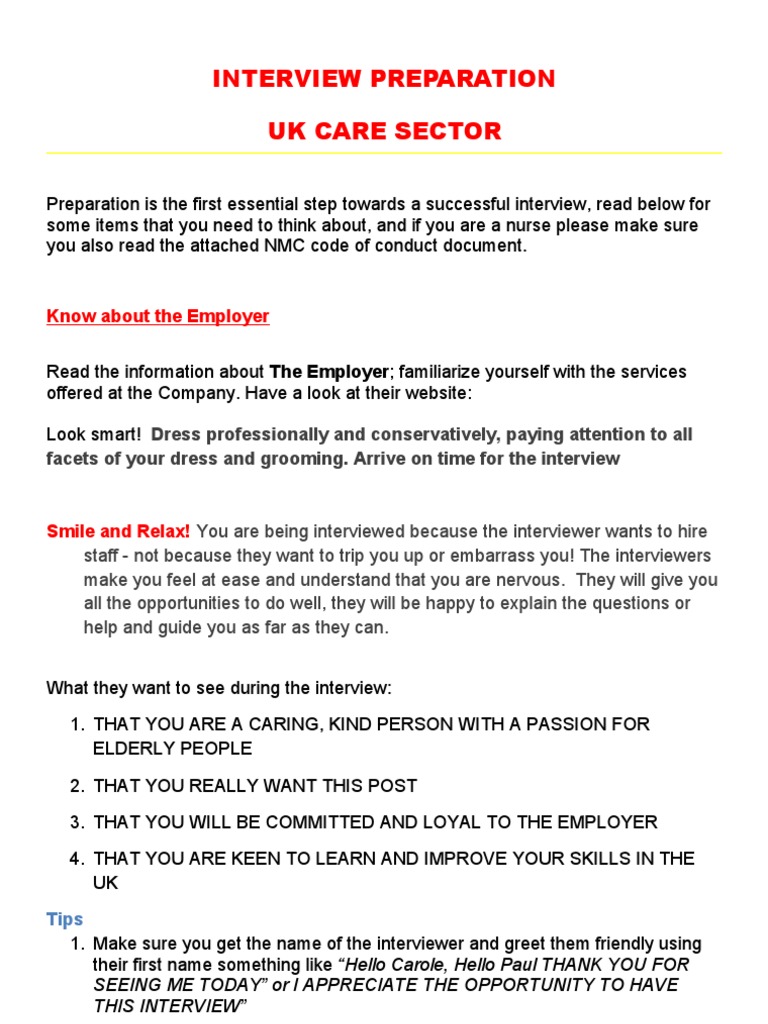 UK Care Sector Interview Guide | PDF | Nursing Home Care | Neglect