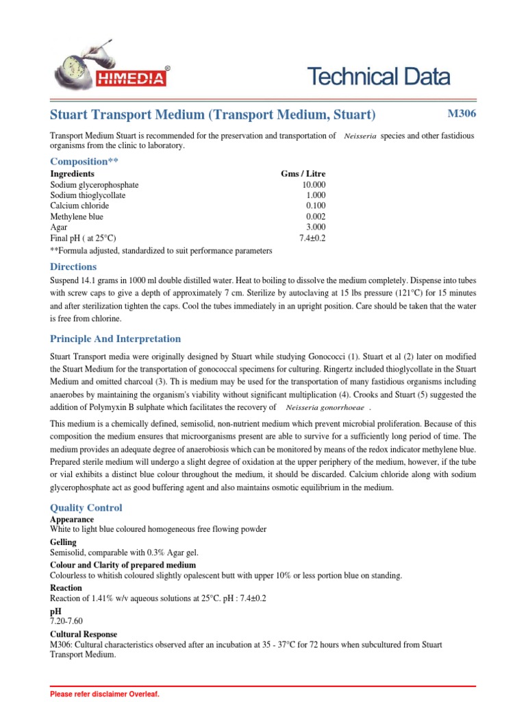 Stuart Transport Media | PDF | Growth Medium | Agar
