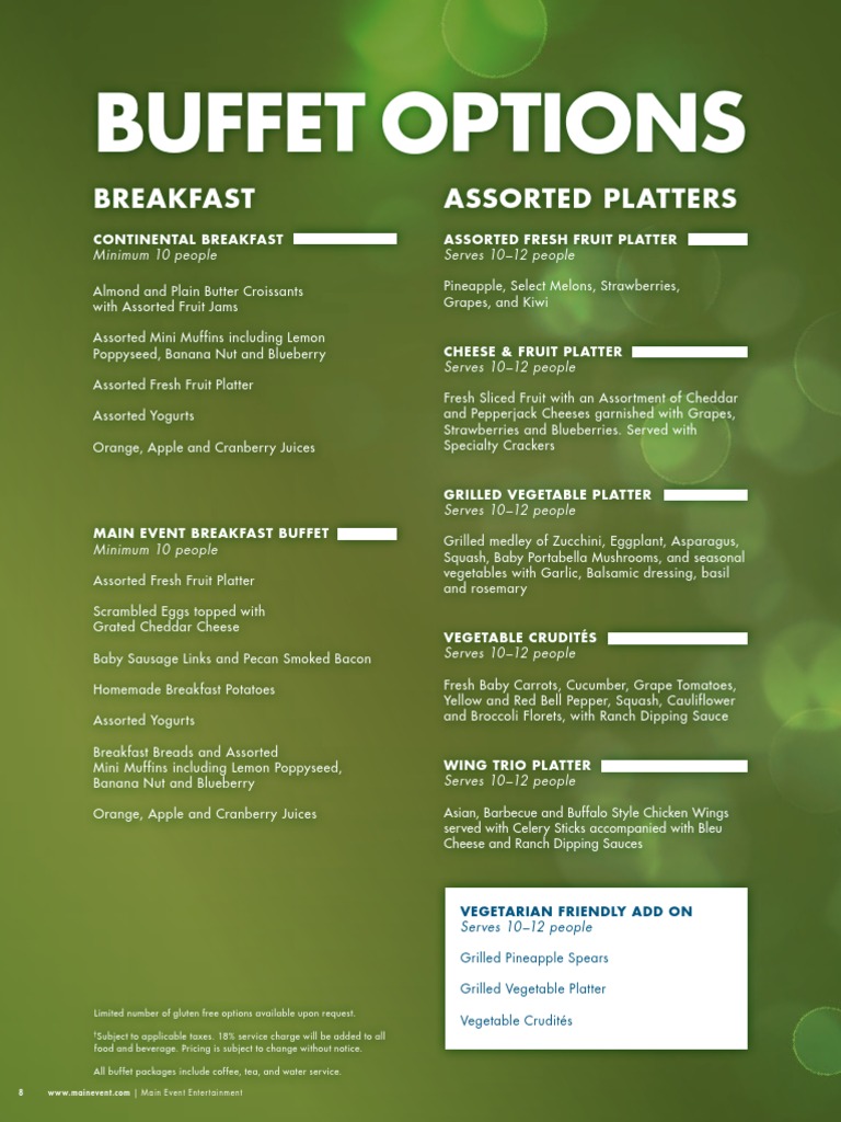 Main Event Banquet Menu | PDF | Salad | Salsa (Sauce)