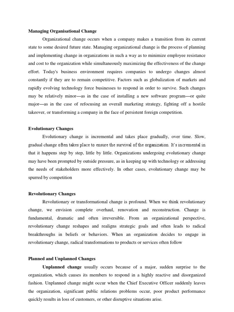 Managing Organisational Change | PDF | Strategic Management | Economies