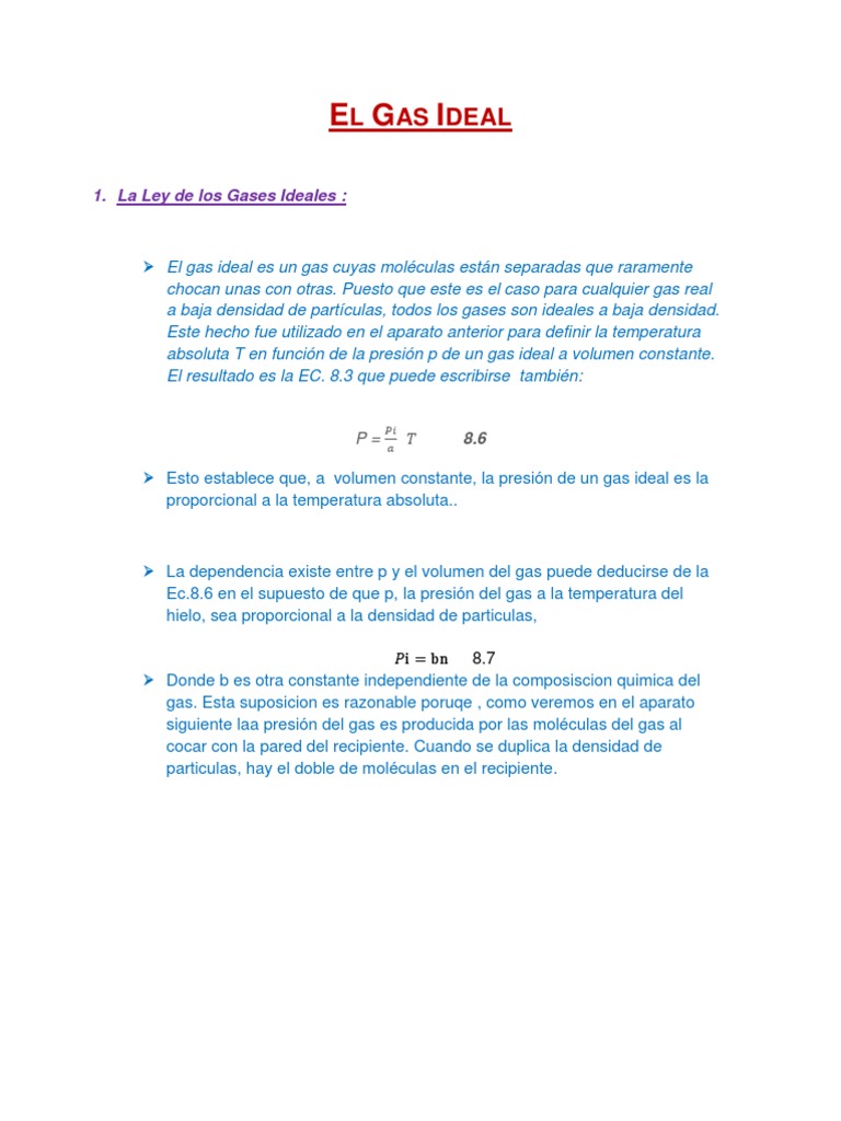 El Gas Ideal | PDF | Gases | Presión