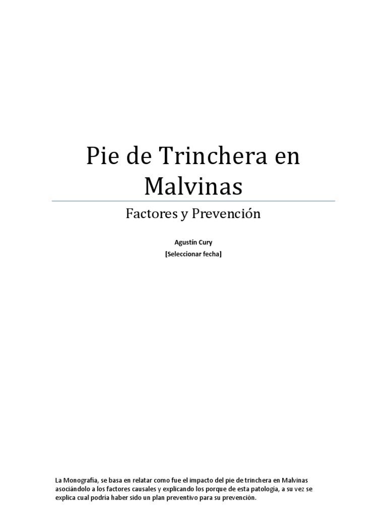 Pie de Trinchera en Malvinas: Causas y Prevención | PDF | Napoleón ...
