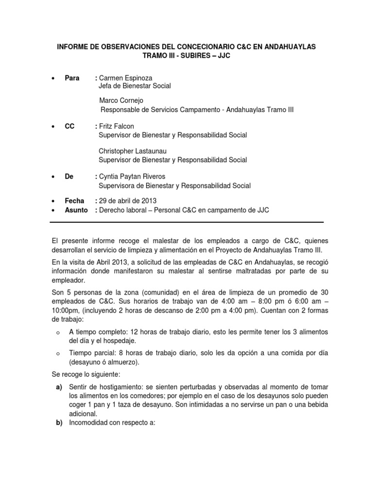 Informe Empleados | Derecho laboral | Seguro