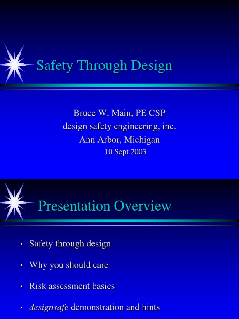 Safety Through Design: Bruce W. Main, PE CSP Design Safety Engineering ...