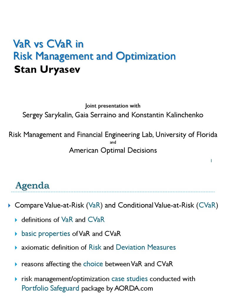 VaR vs CVaR: Risk Management Insights | PDF | Value At Risk | Capital ...