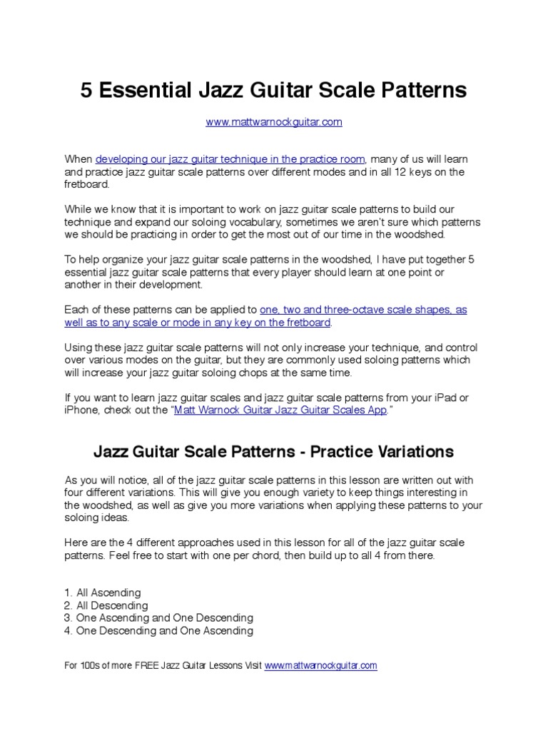 5 Essential Jazz Guitar Scale Patterns | PDF | Scale (Music) | Jazz