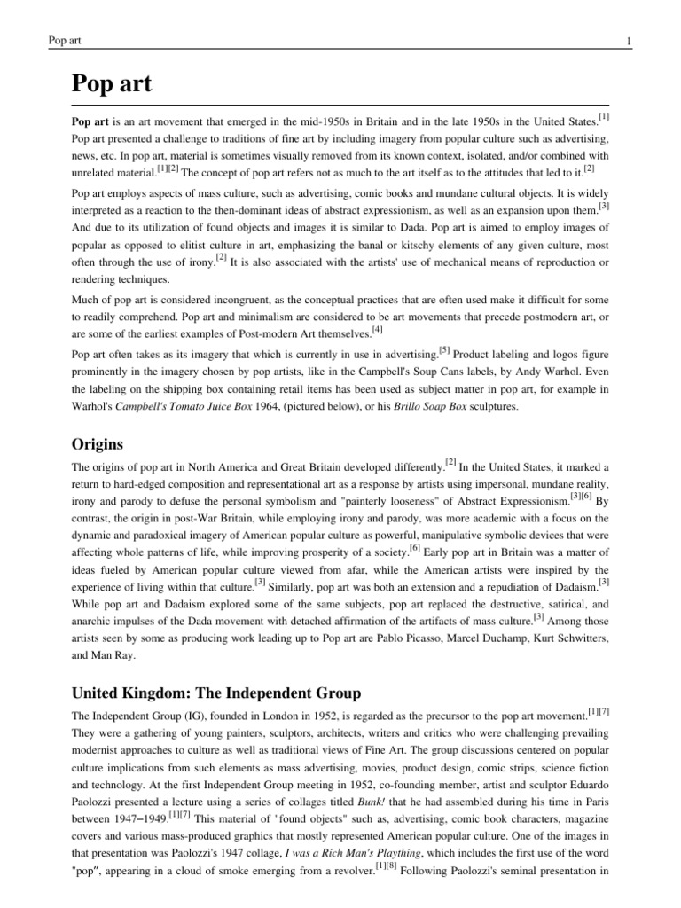 Pop Art | PDF | Modern Art | Art Movements