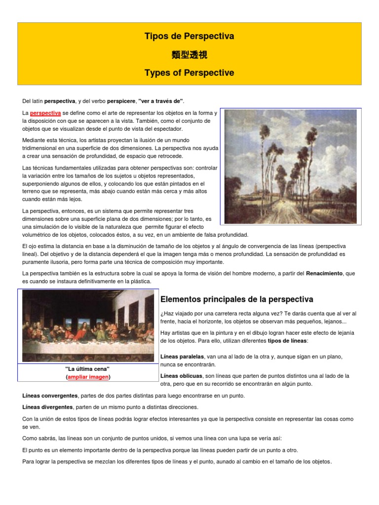 Dibujo Técnico Tipos de Perspectiva | PDF | Perspectiva (Gráfica) | Pinturas