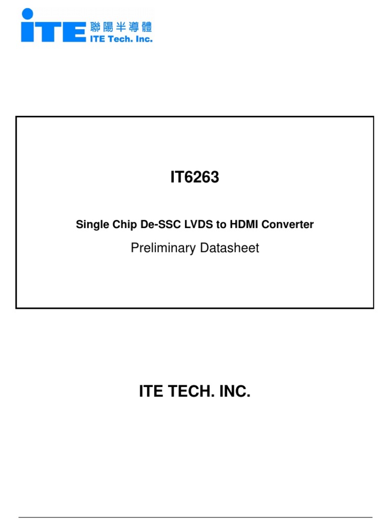 IT6263 Datasheet v0.8 | Hdmi | Electrical Engineering