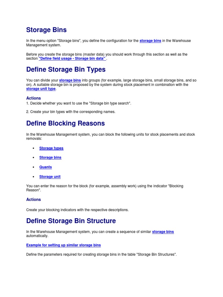 Warehouse Management Storage Bin | PDF | Pallet | Warehouse