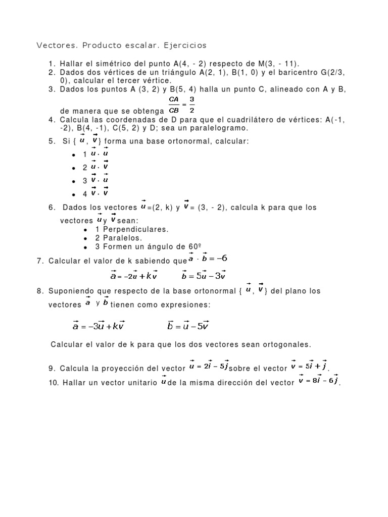 Ejercicios Operaciones Con Vectores | PDF | Vector Euclidiano | Espacio vectorial