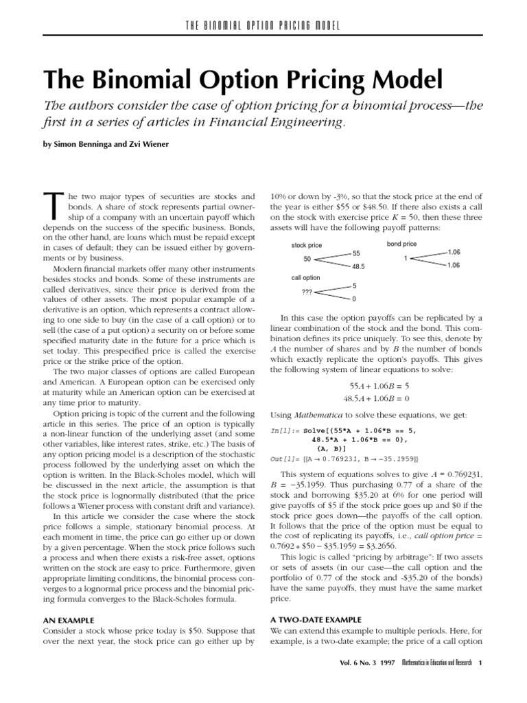 Binomial Options | PDF | Option (Finance) | Black–Scholes Model
