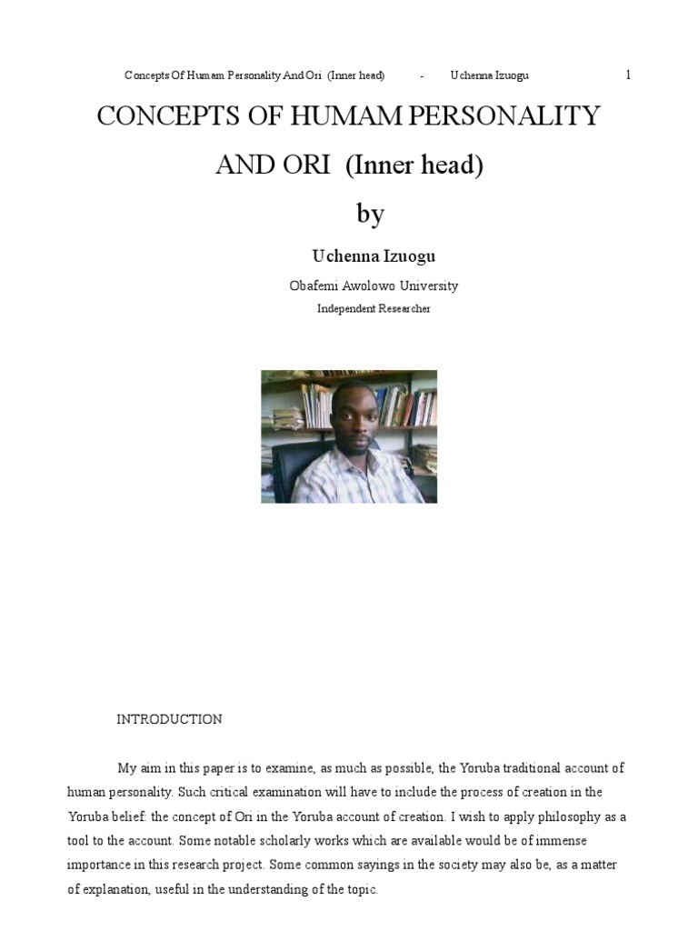 Yoruba Concepts of Human Personality: Examining the Roles of the Ara ...