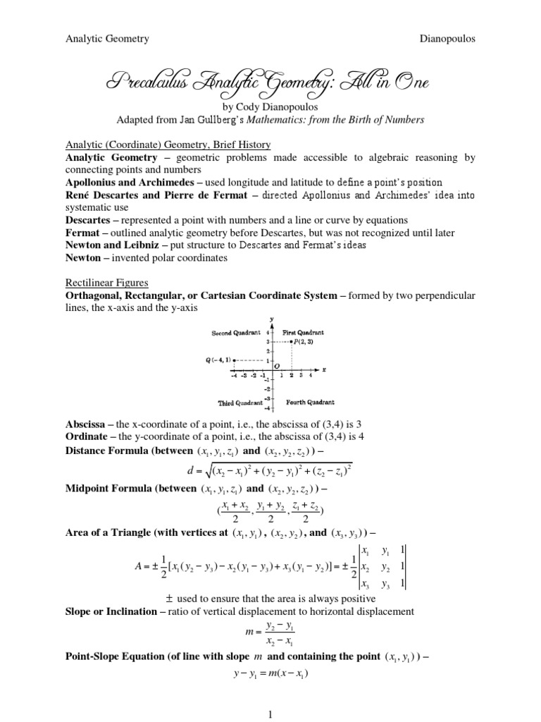 Comprehensive Guide to Analytic Geometry | PDF | Analytic Geometry ...