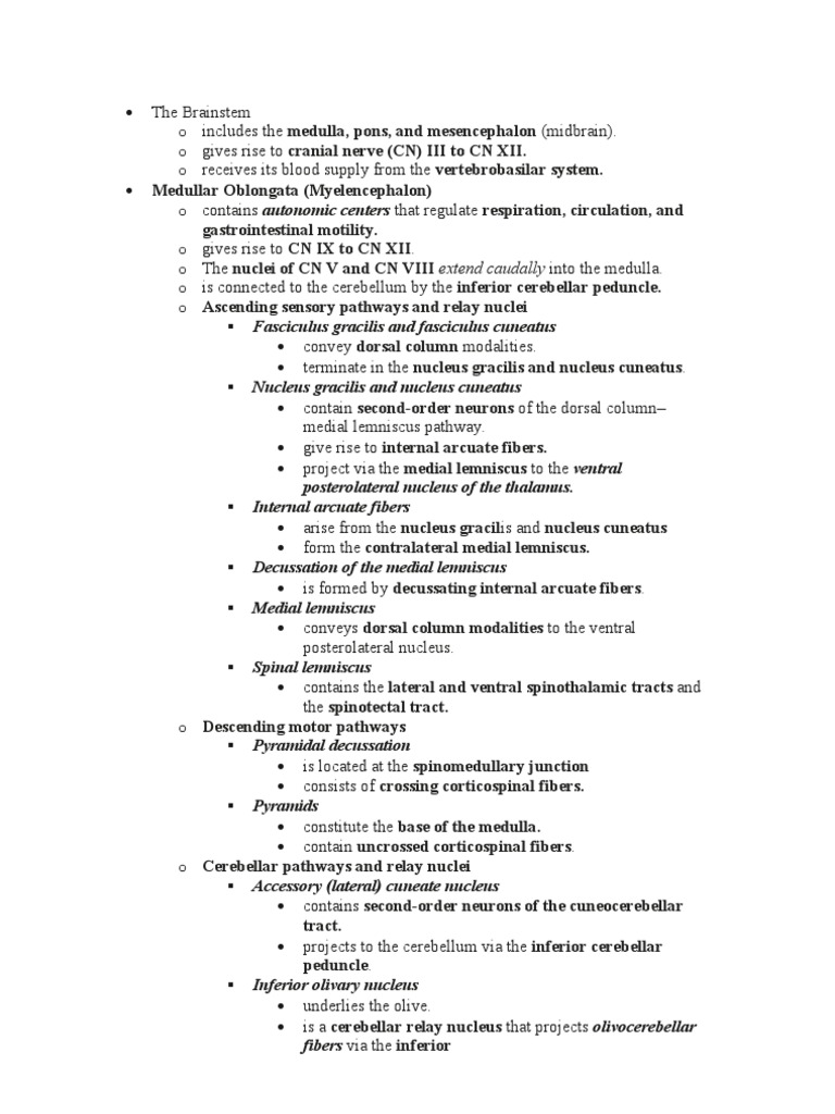 Medullar Oblongata (Myelencephalon) Gastrointestinal Motility | PDF ...