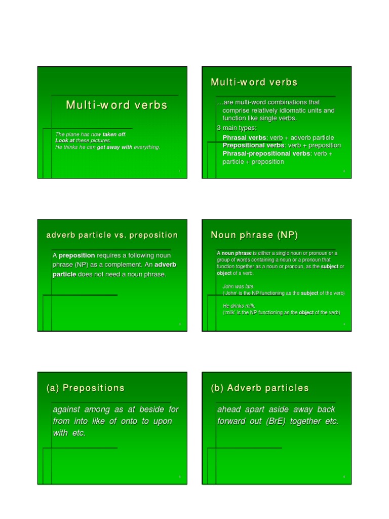Understanding Multi-Word Verbs | PDF | Preposition And Postposition ...