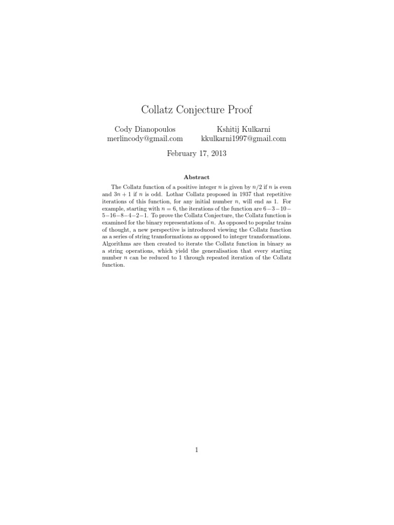 Collatz Proof | PDF | Mathematical Notation | Theoretical Computer Science
