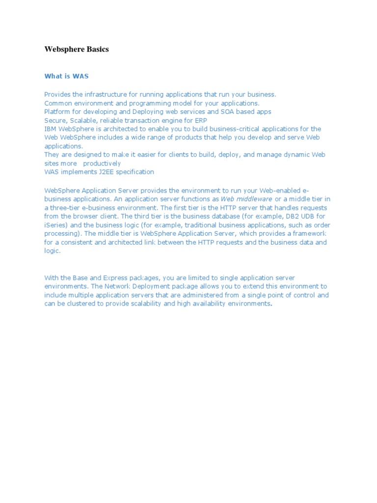 Websphere Basics: What Is WAS | PDF | Application Server | Java Server ...