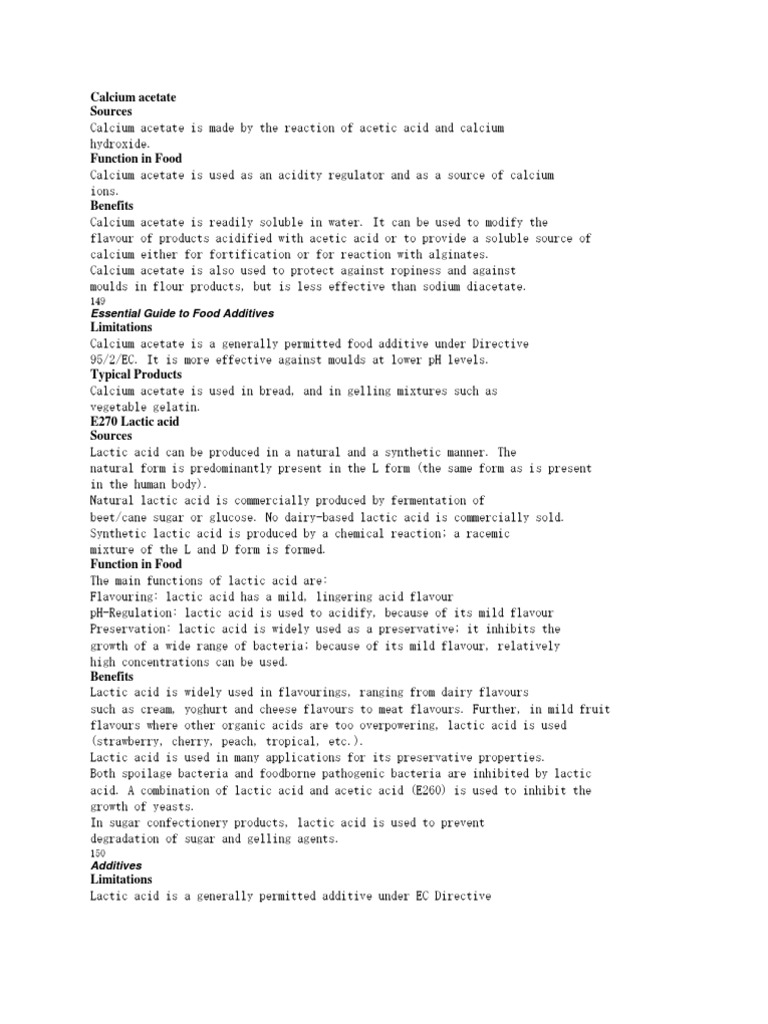 Calcium Acetate Sources: Essential Guide To Food Additives | PDF ...