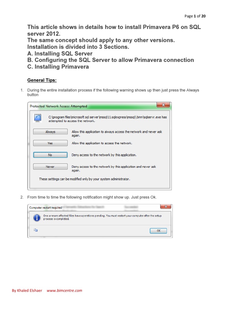 How To Install Primavera P6 On SQL Server 2012 Installation Guide ...