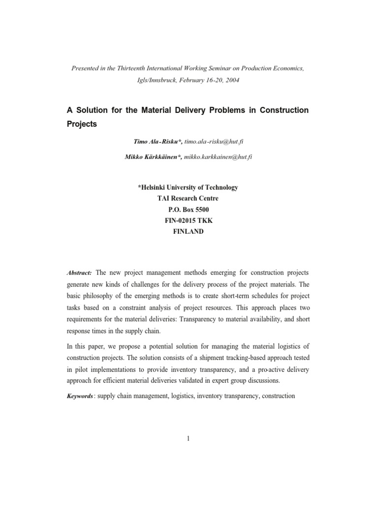 Managing Material Delivery in Construction | PDF | Project Management ...