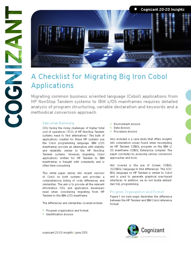 A Checklist For Migrating Big Iron Cobol Applications | PDF | Reserved Word | Variable (Computer ...
