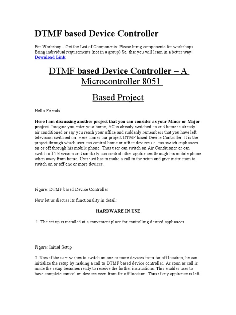 DTMF Based Device | PDF | Telephone | Electricity