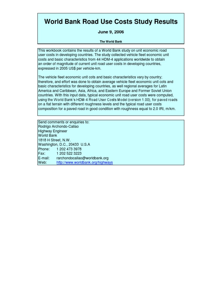 Road User Costs in Developing Countries | PDF | Truck | Car