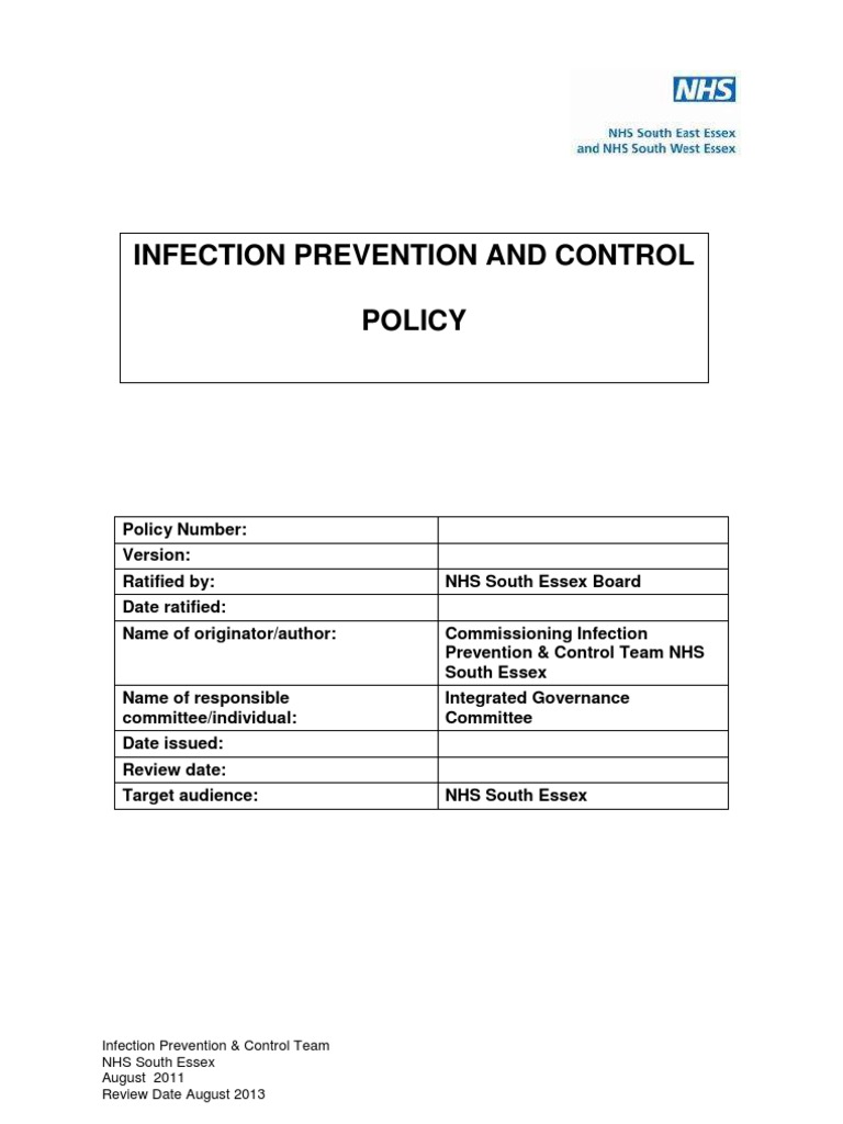 Infection Control NHS Policy | PDF | Infection Control | National ...