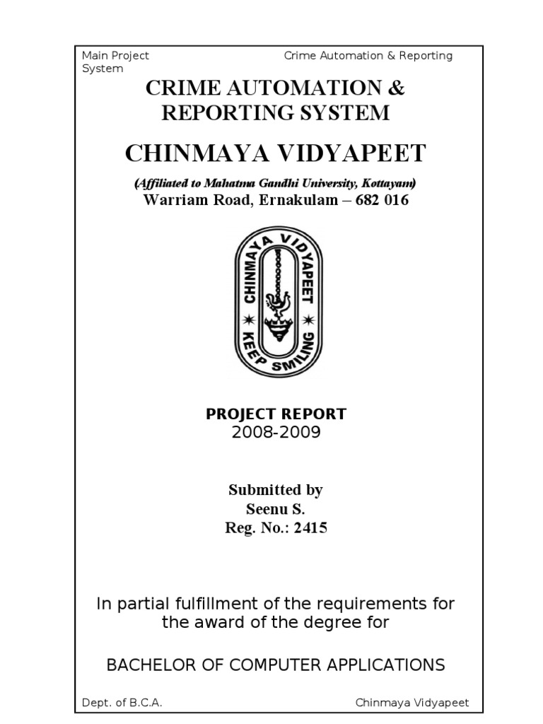 Crime Reporting System Project Report | PDF | Microsoft Sql Server ...