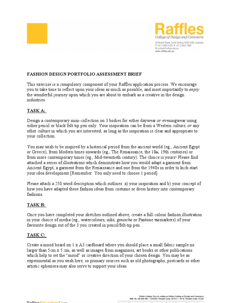 Fashion Design Portfolio Brief 1 | PDF