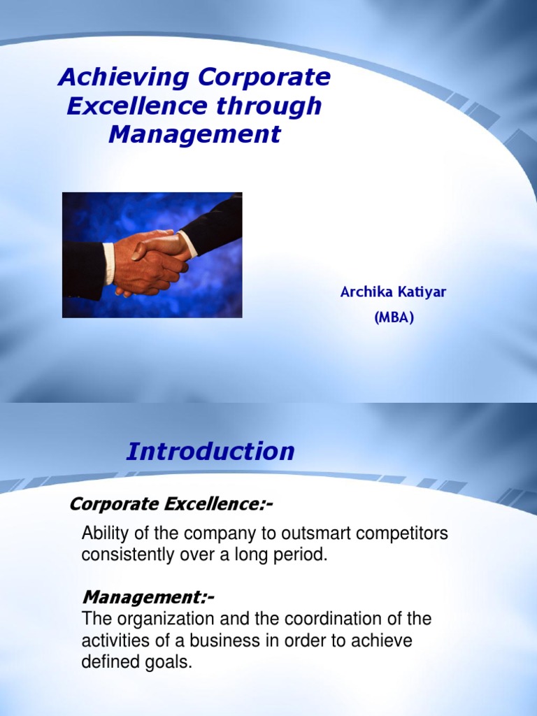 Achieving Corporate Excellence Through Management | PDF