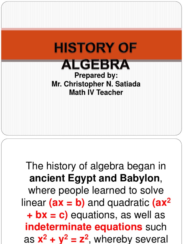 History of Algebra | PDF | Algebra | Equations