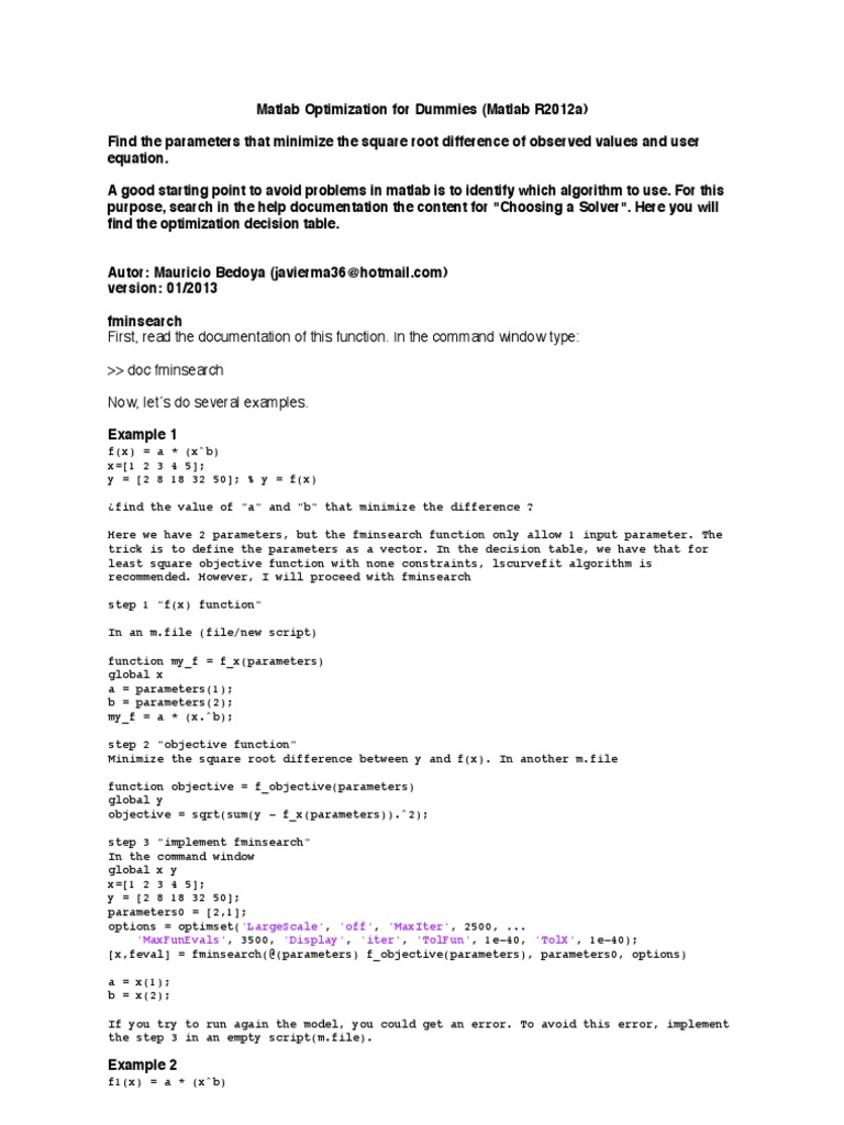 Optimization For Dummies | PDF | Mathematical Optimization | Parameter (Computer Programming)