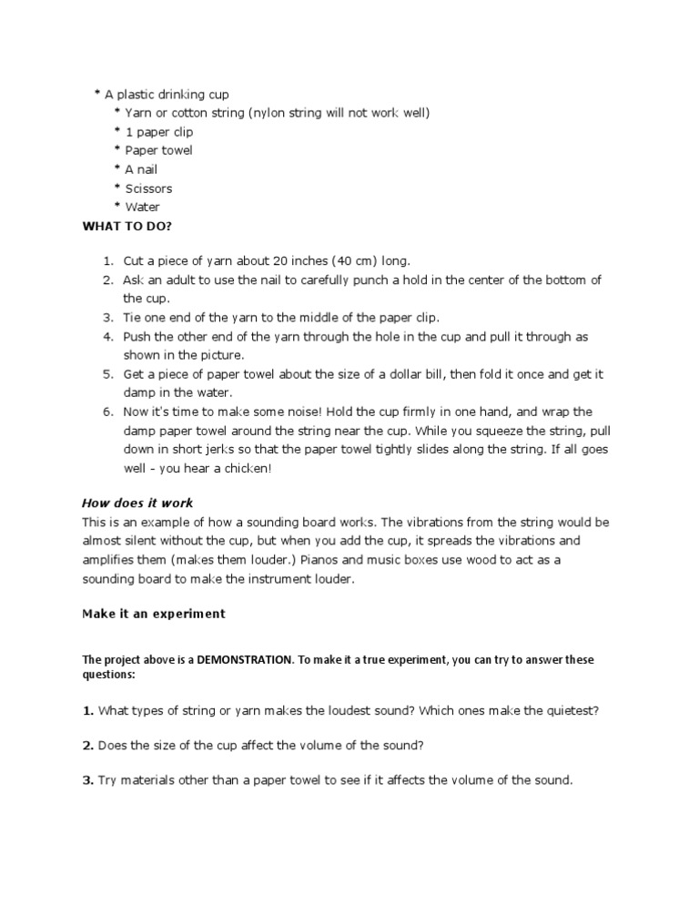 DIY Cup Sound Experiment Guide | PDF