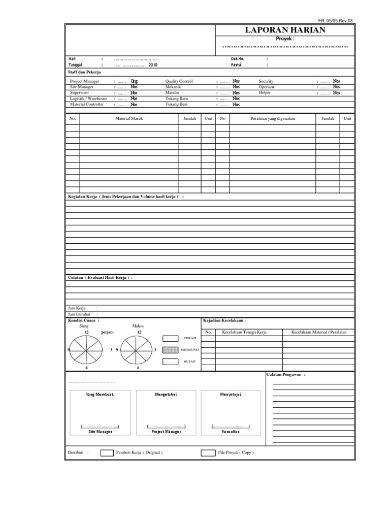 Form Laporan Harian | PDF