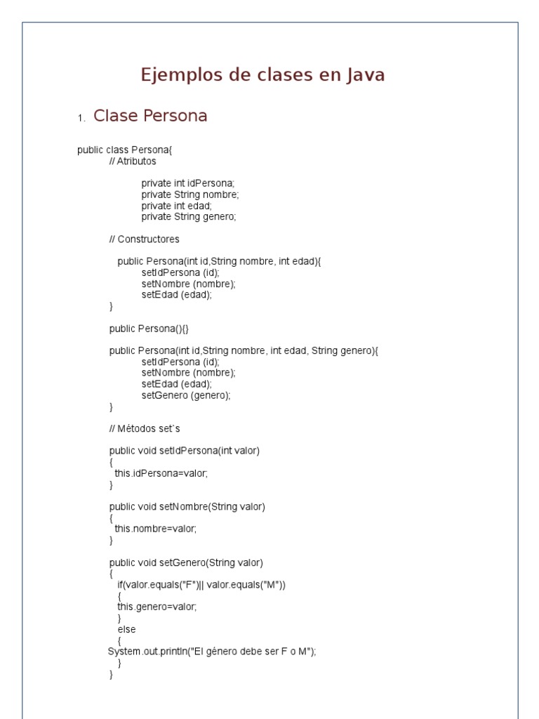 Ejemplos De Clases En Java Programación De Computadoras Ingeniería