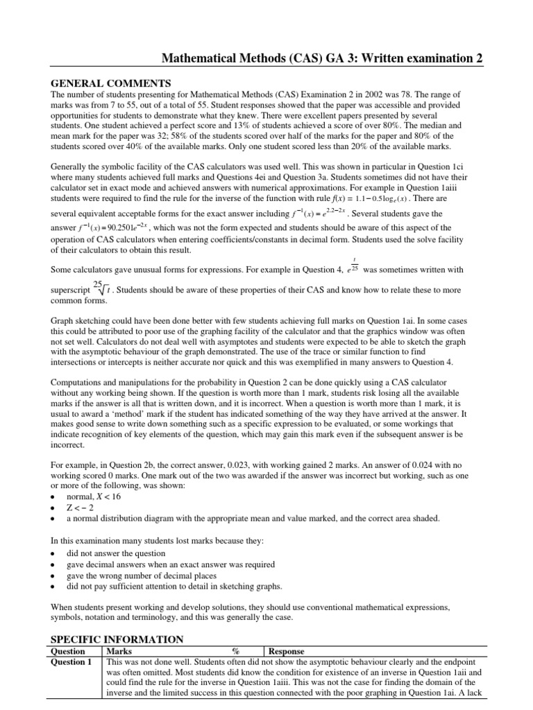 Mathematical Methods (CAS) GA 3: Written Examination 2: General ...