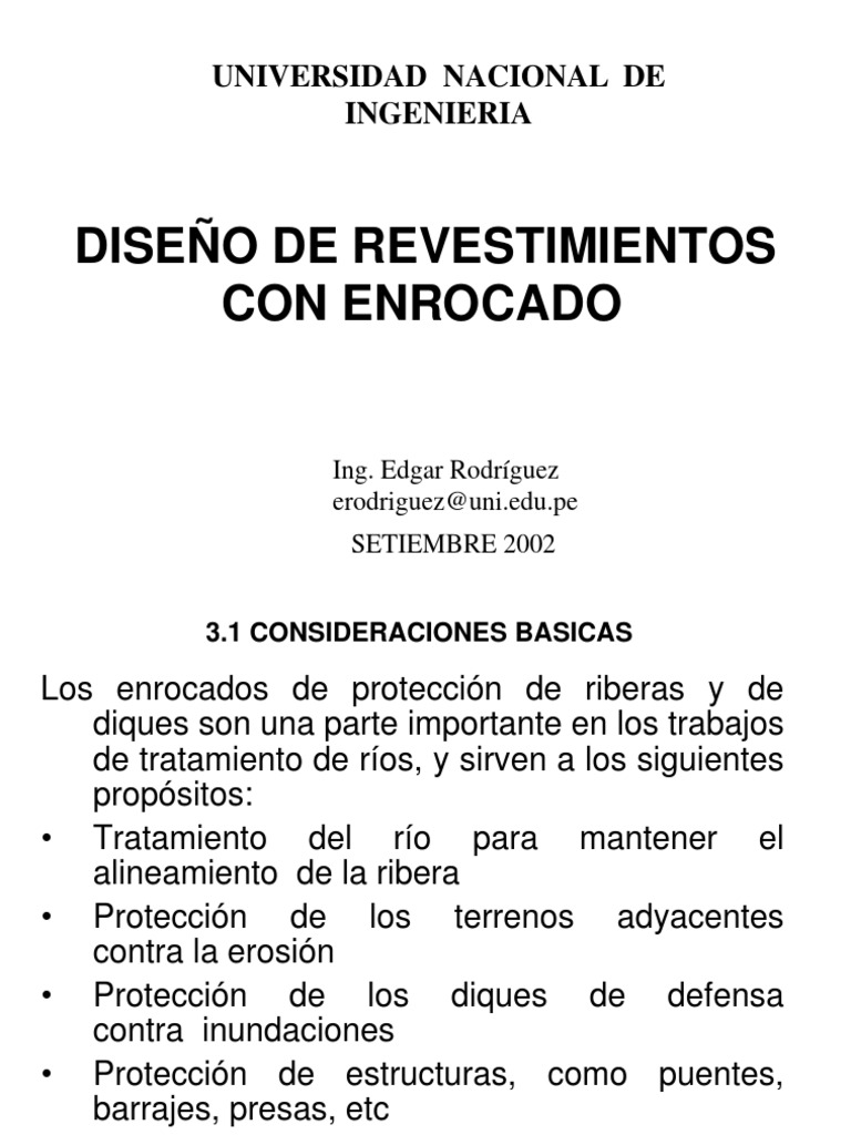 Diseño de Enrocados para Protección Ribereña | PDF | Dique | Suelo