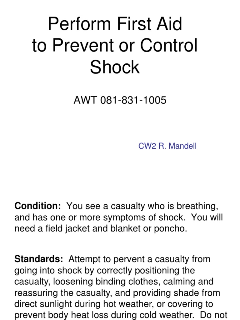 First Aid for Shock Management | PDF | Shock (Circulatory) | Medical ...