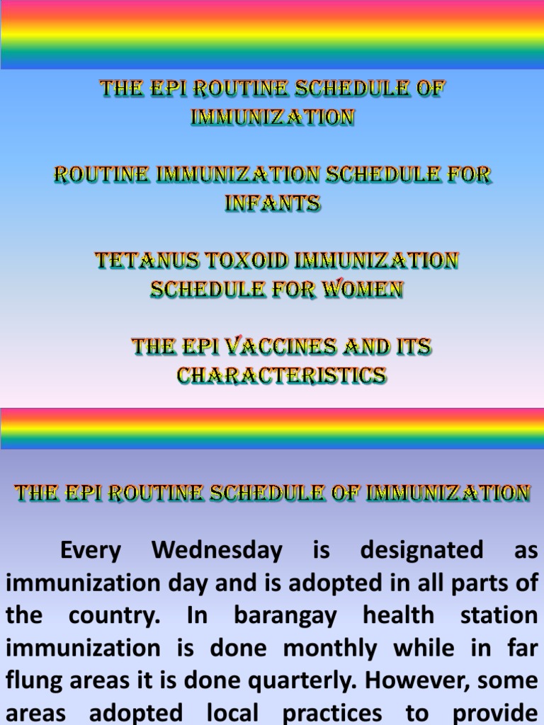 The EPI Routine Schedule of Immunization in The Phillippines | PDF ...
