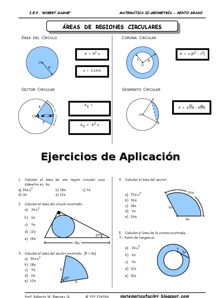 Area Regiones Circulares | PDF | Pi | Geometría