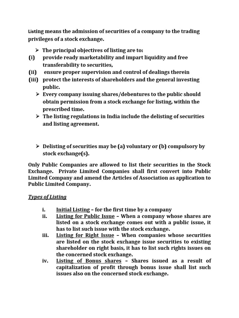 Listing and Delisting | PDF | Board Of Directors | Securities (Finance)