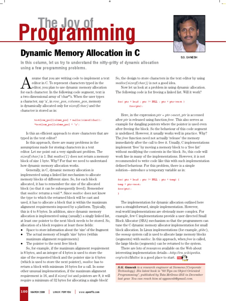 15 JoP Mar 08 | PDF | C (Programming Language) | Pointer (Computer ...