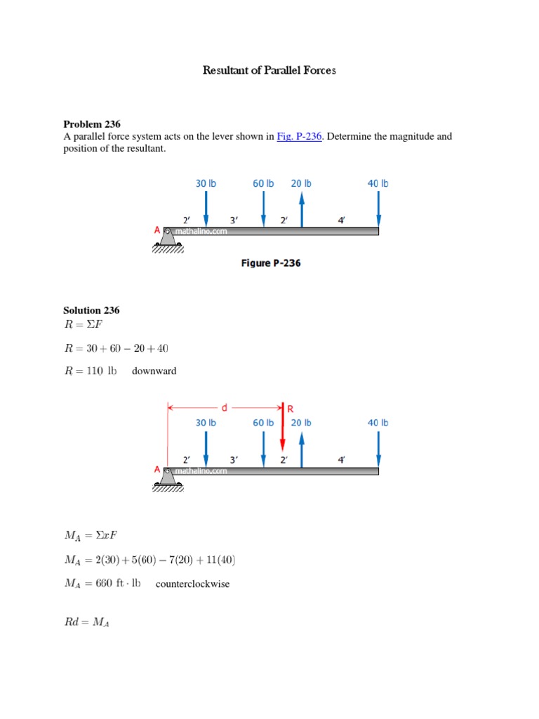 Resultant of Parallel Forces | Weight | Force